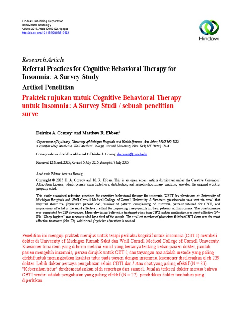 Jurnal Insomnia Pdf Insomnia Sleep Medicine