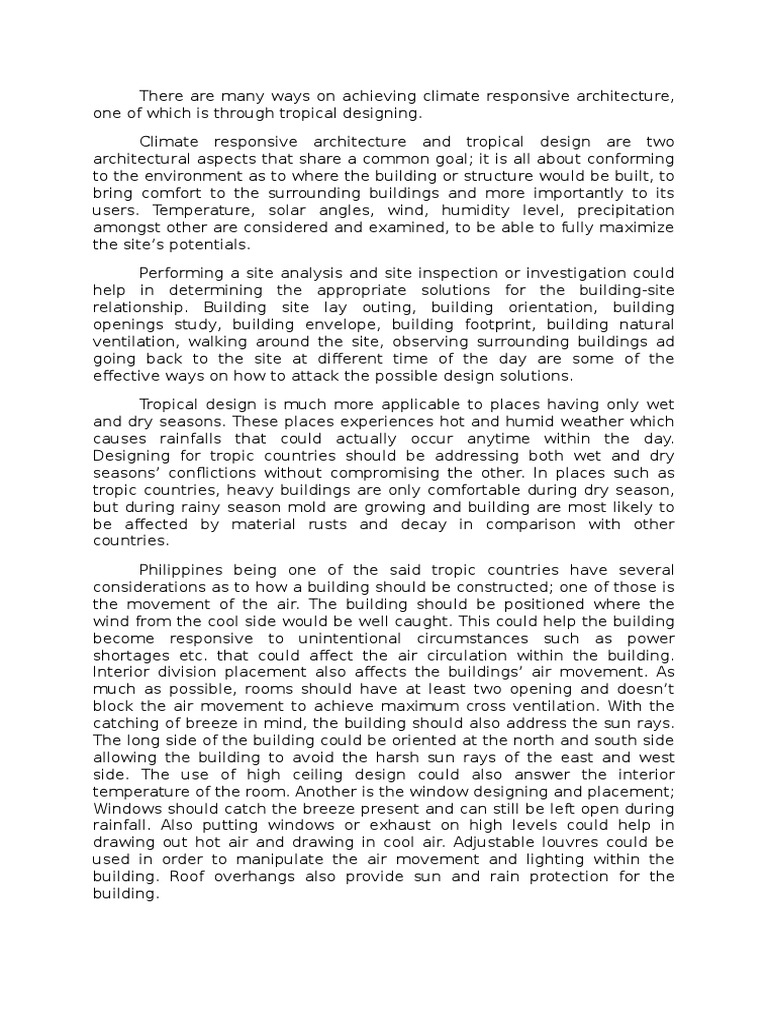 Climate Responsive Architecture Through Tropical Design | PDF ...