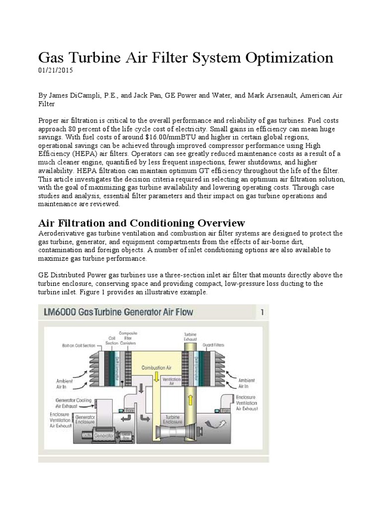 Gas Turbine Air Filter System Optimization | Gas Turbine | Filtration