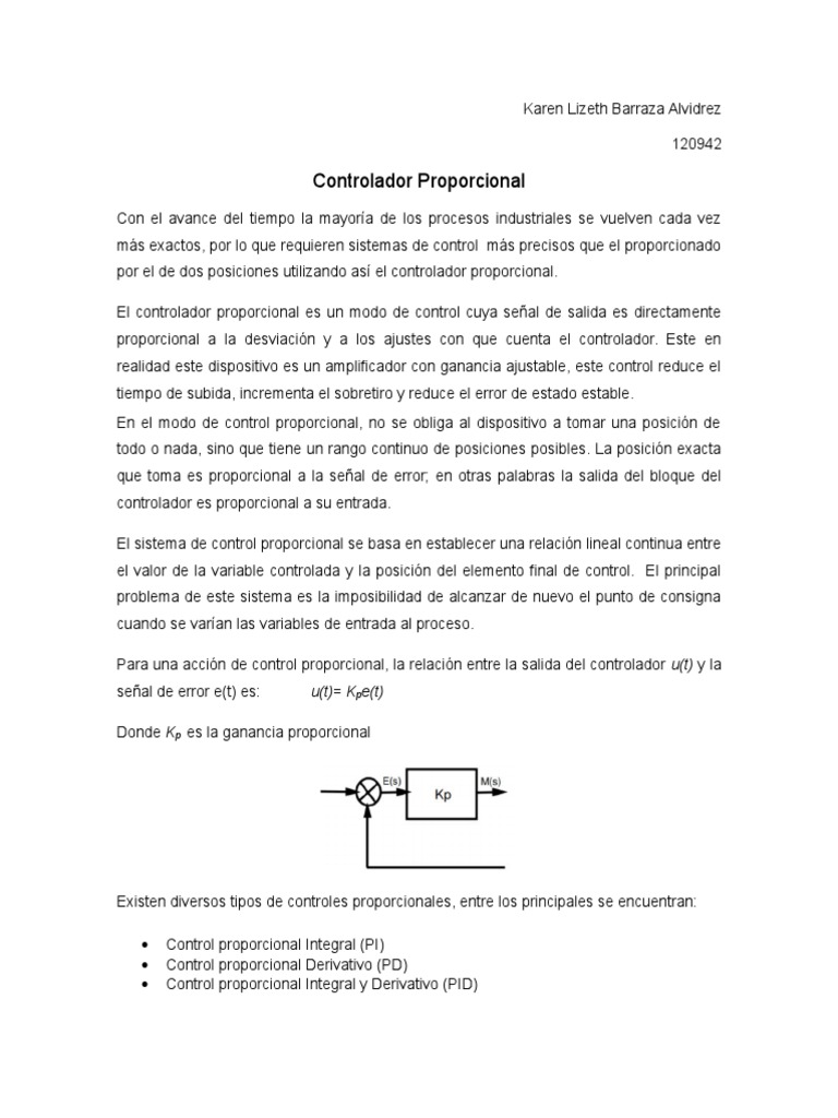 Controlador Proporcional en Procesos Industriales | PDF | Finanzas y dinero