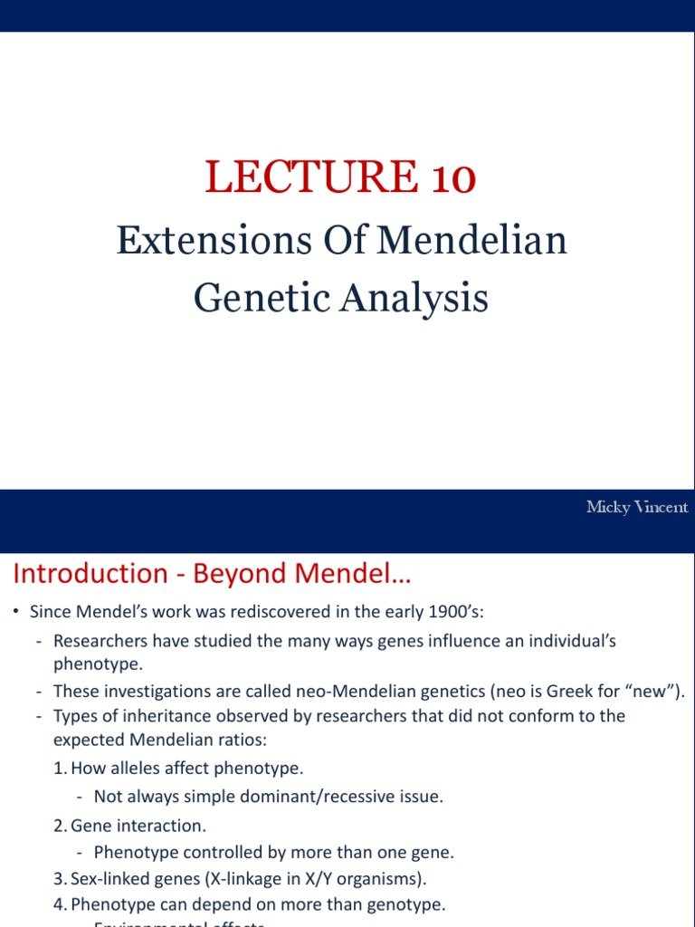 Lecture 10 - Extension Mendelian Genetics 2013 | PDF | Dominance ...