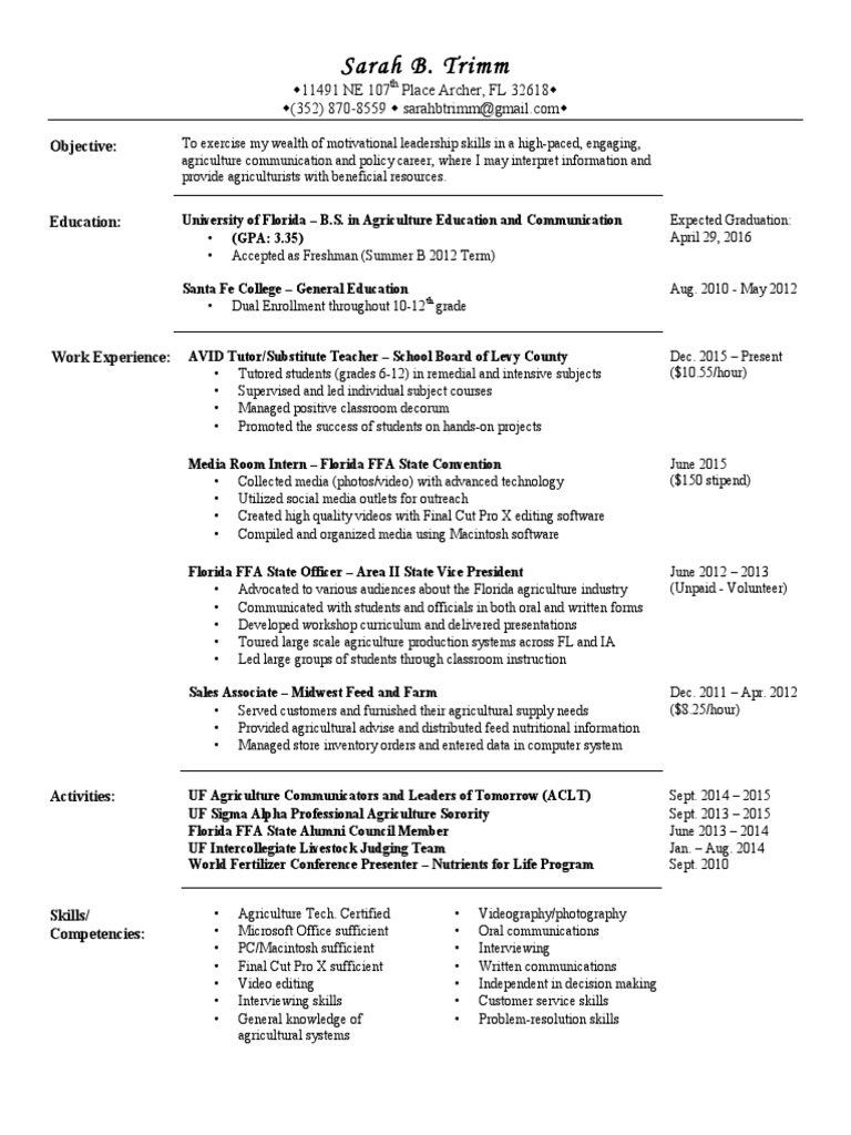 Secure Resume Sarah Trimm - Fsa Resume | PDF