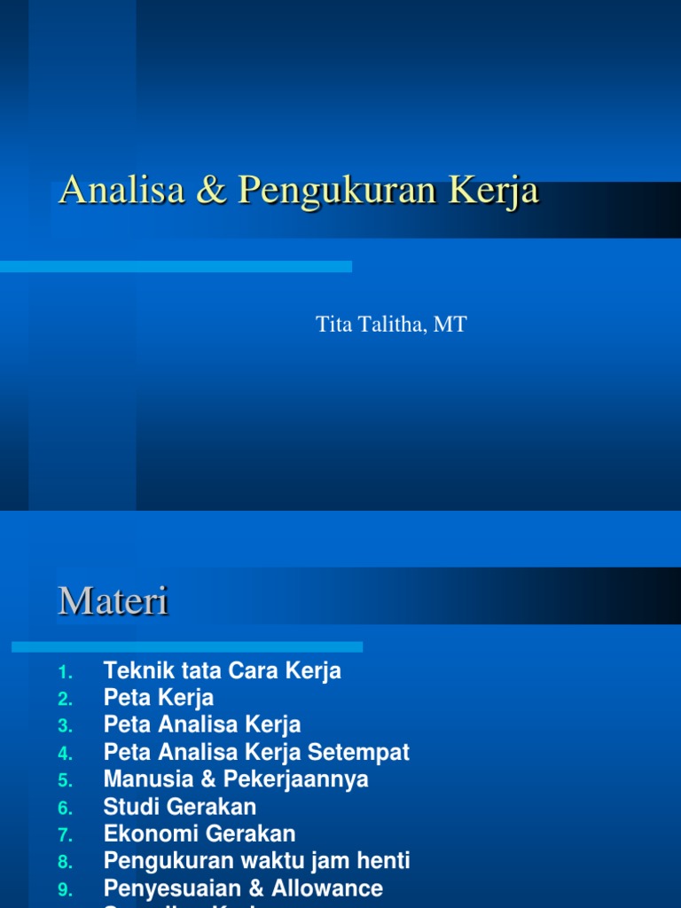 Analisis Perancangan Sistem Kerja Pertemuan 1 | PDF