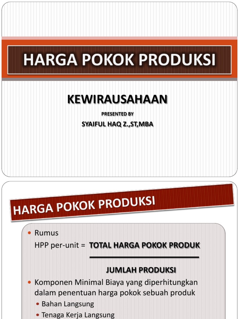 Rumus Menghitung HPP Makanan dan Produk | PDF