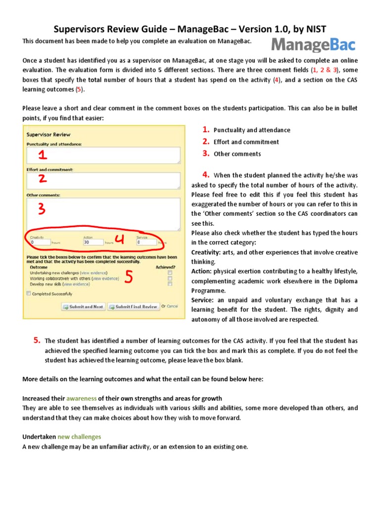 ManageBac Supervisors Review Guide NIST Version1.0 | PDF | Creativity ...