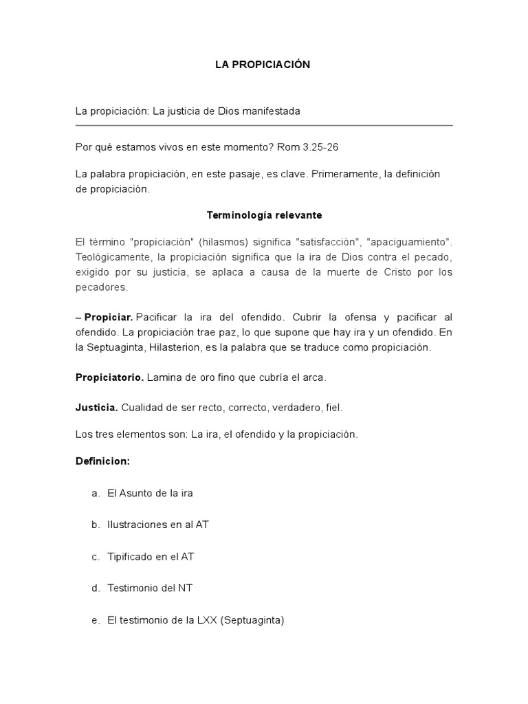 LA PROPICIACIÓN Esta Ya | PDF | Expiación en el cristianismo | Pecado