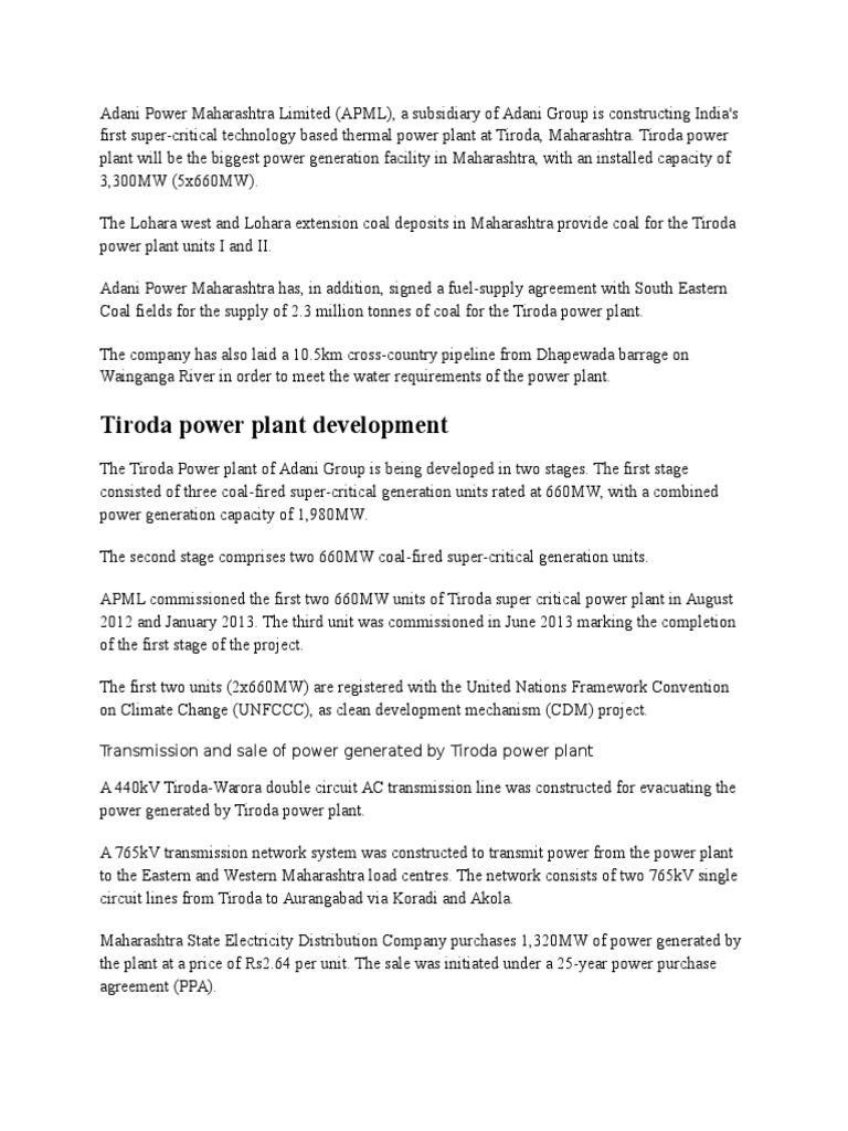 Tiroda Adani Thermal Power Plant | Download Free PDF | Power Station ...