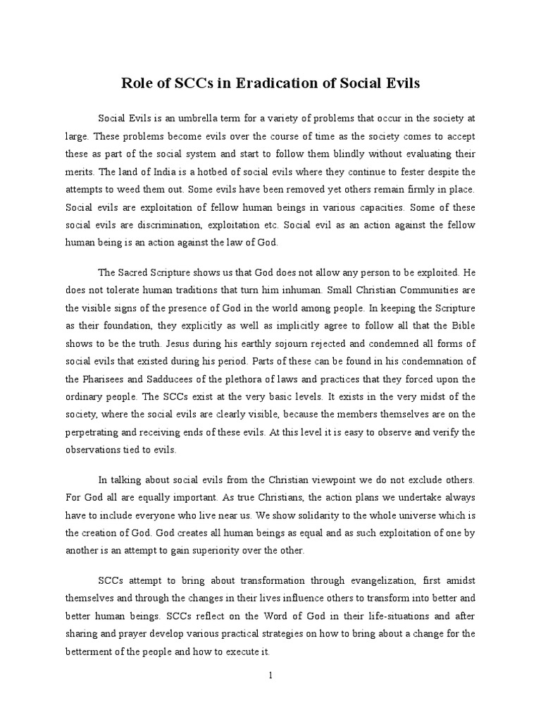 Role of SCCs in Eradication of Social Evils | PDF | Evil | God