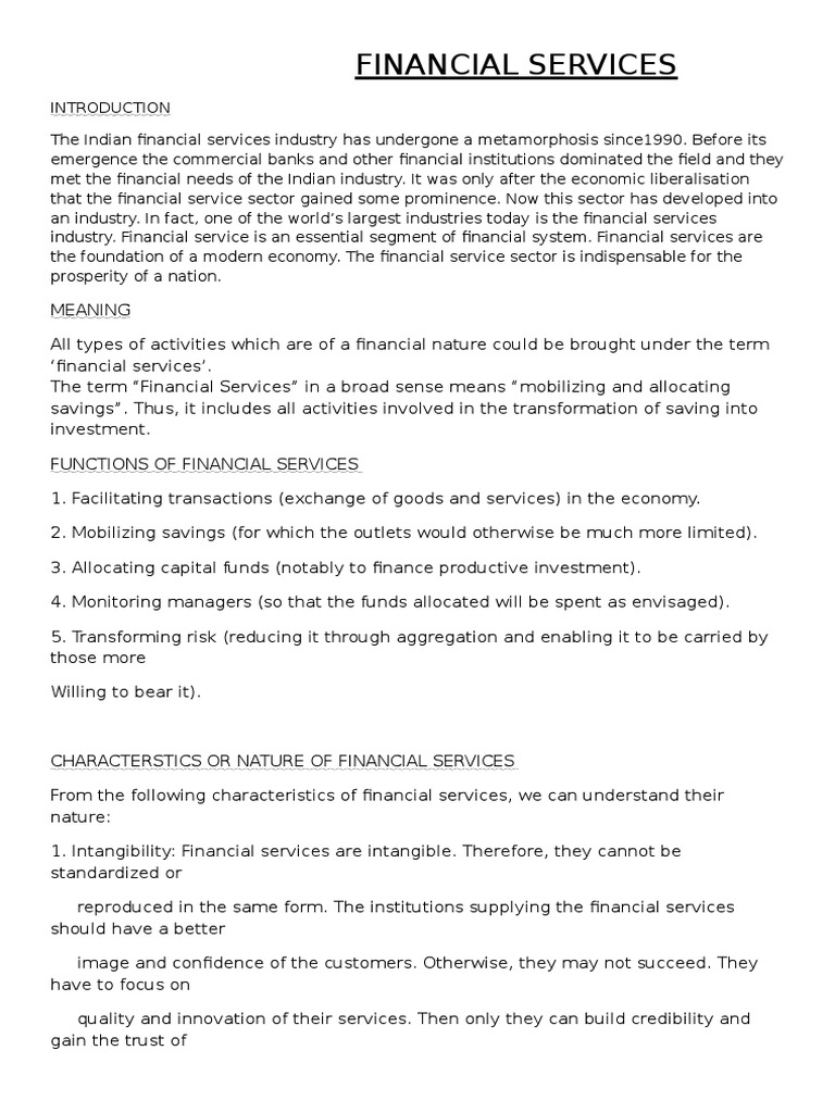 Financial Services | PDF | Debt | Credit