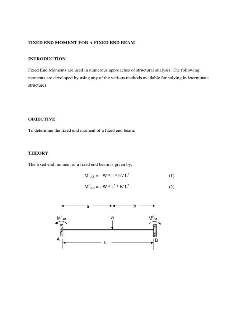 Fixed End Moment Calculation for Beams | PDF | Science & Mathematics ...