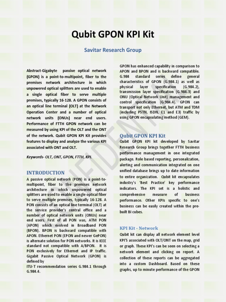 Qubit White Paper KPI Kit | PDF | Network Protocols | Telecommunications