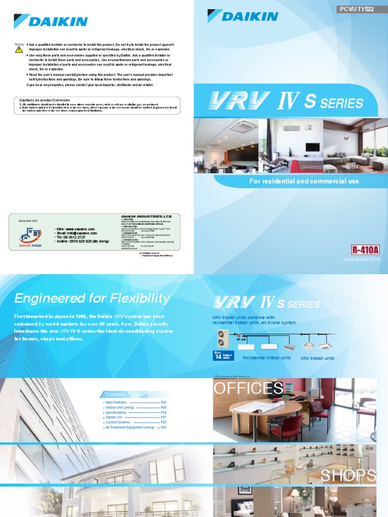 Catalogue Daikin VRV IV S | PDF | Duct (Flow) | Electric Motor