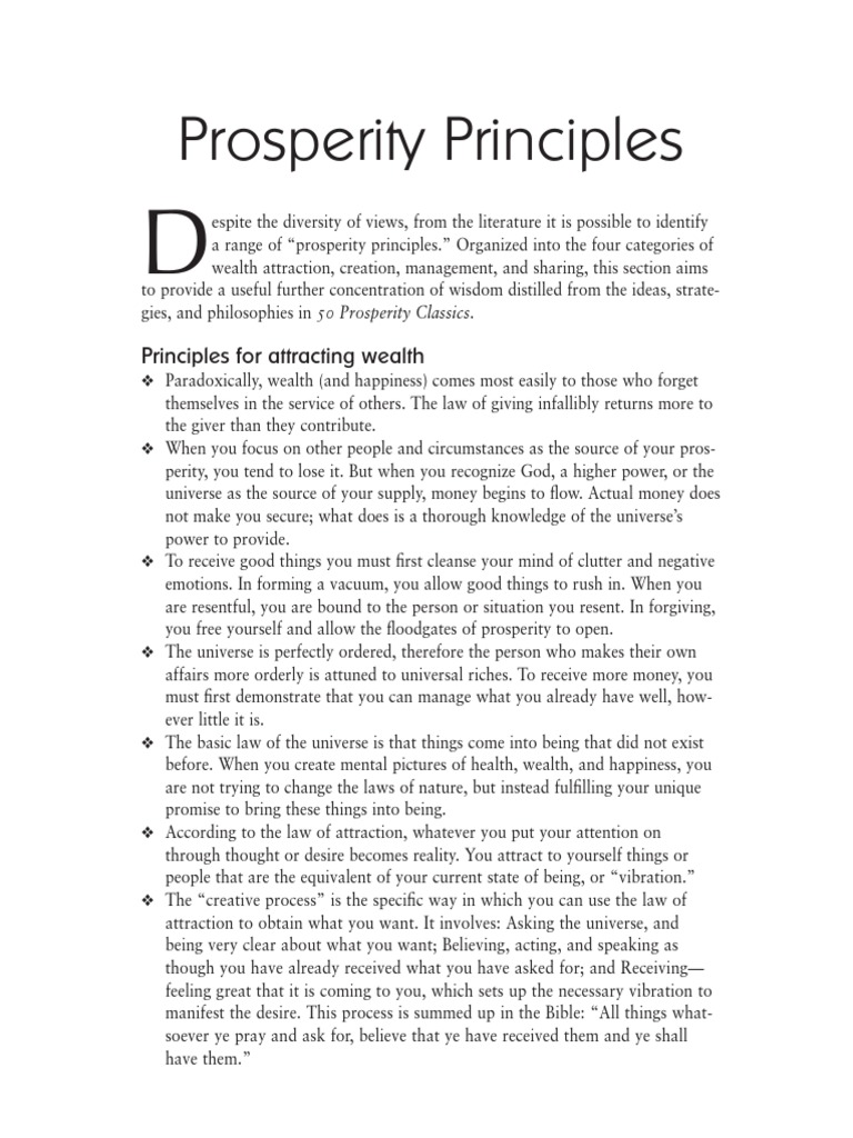 Prosperity Principles... | PDF | Wealth | Law Of Attraction (New Thought)