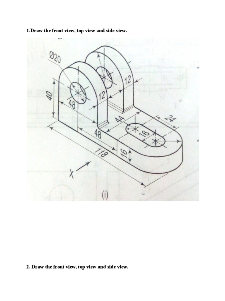 1.draw The Front View, Top View and Side View | PDF
