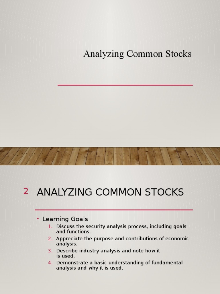 Common Stock Analysis Techniques | PDF | Economics | Stocks