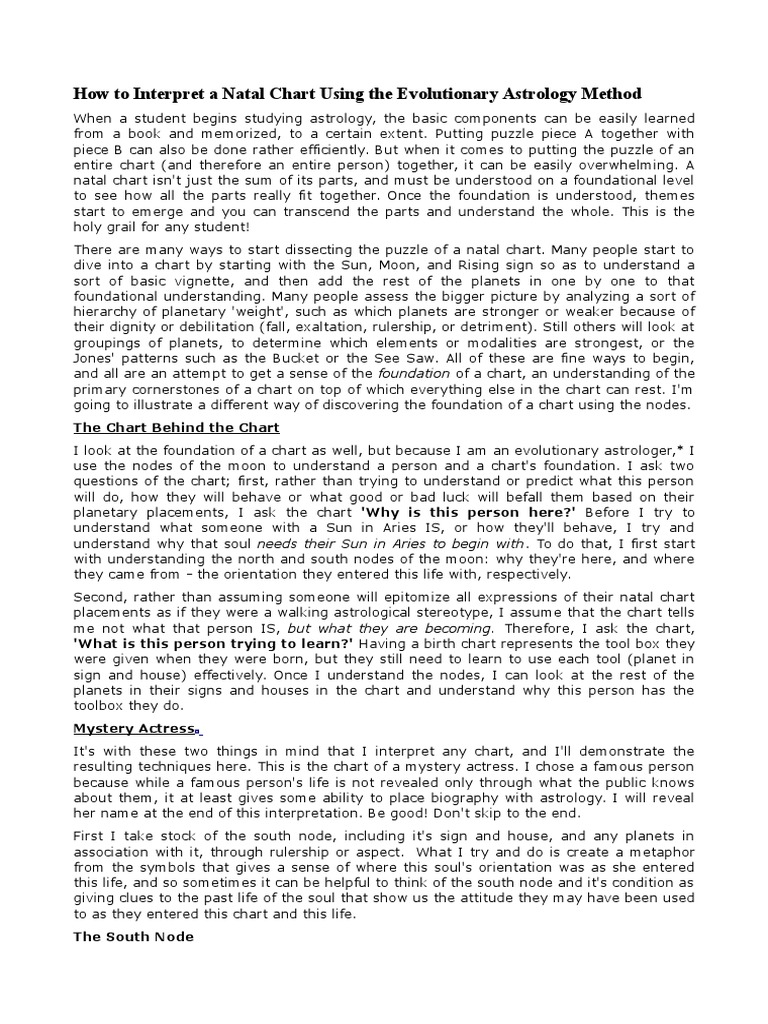 Evolutionary ASTROLOGY Natal Chart Interp Technique | PDF | Planets In Astrology | Horoscope