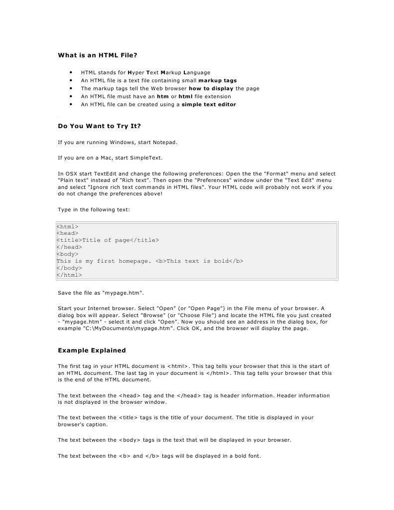 What Is An HTML File? | Download Free PDF | Html Element | Hyperlink