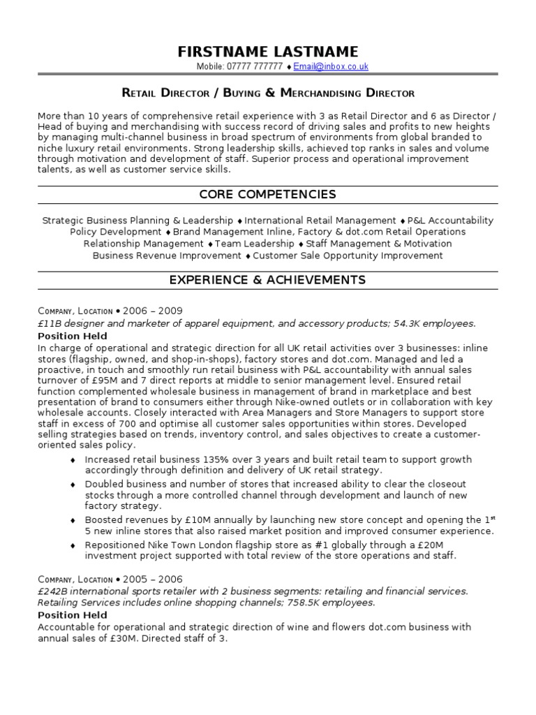 The Ladders Example CV 3 | PDF | Retail | Online Shopping
