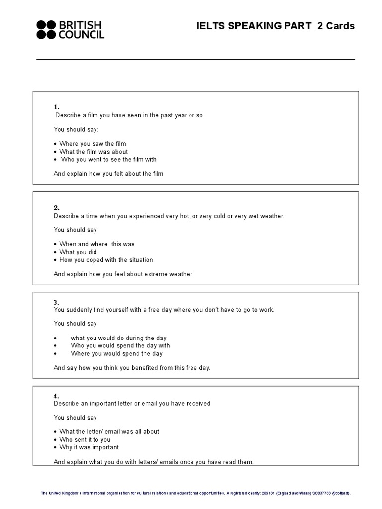 IELTS Speaking Part 2 Cue Cards | PDF | Foreign Language Studies