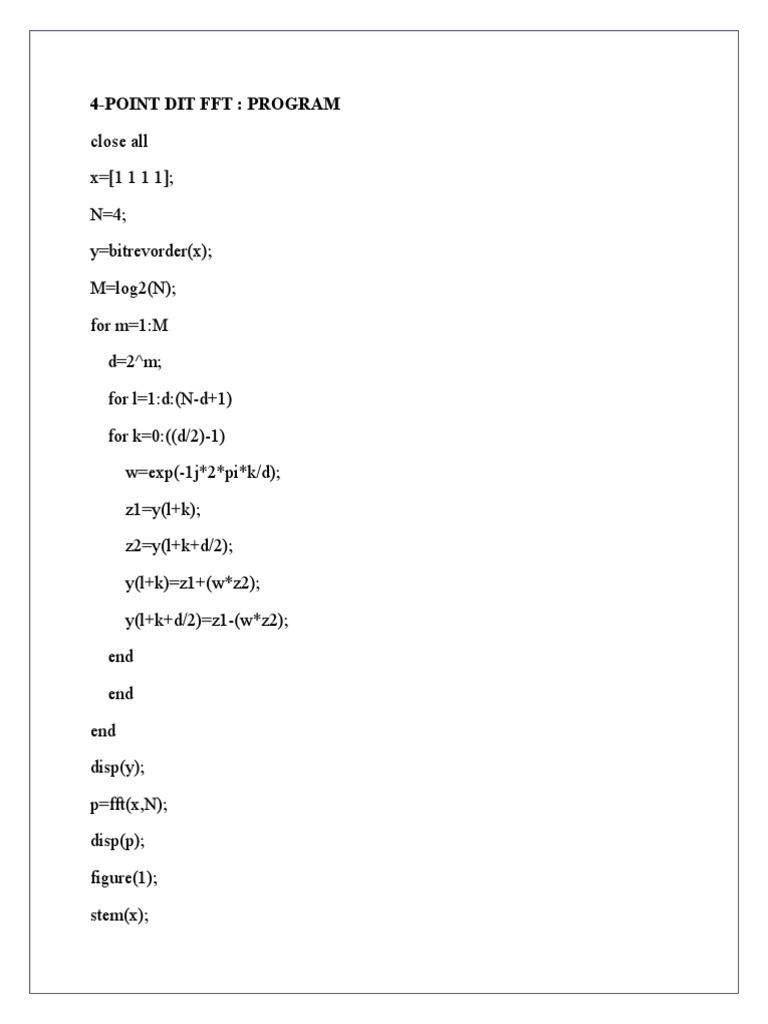 Fast Fourier Transform 4 Point DIT FFT, 8 Point DIT FFT. | PDF