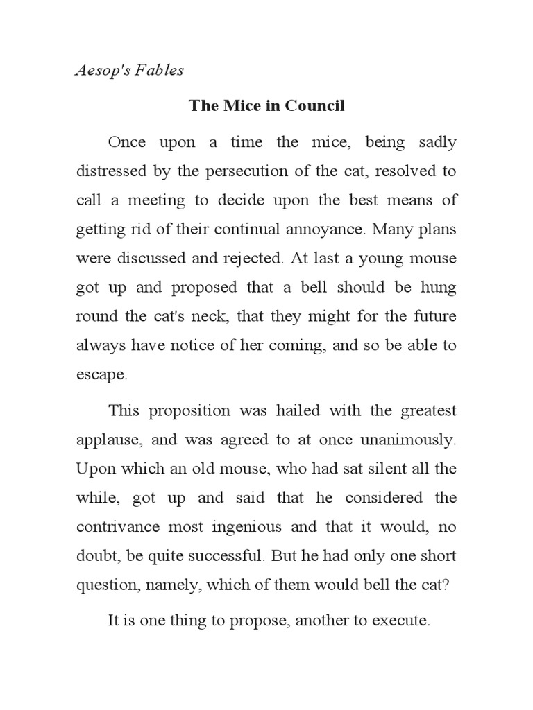 Aesop's Fables - The Mice in Council | PDF