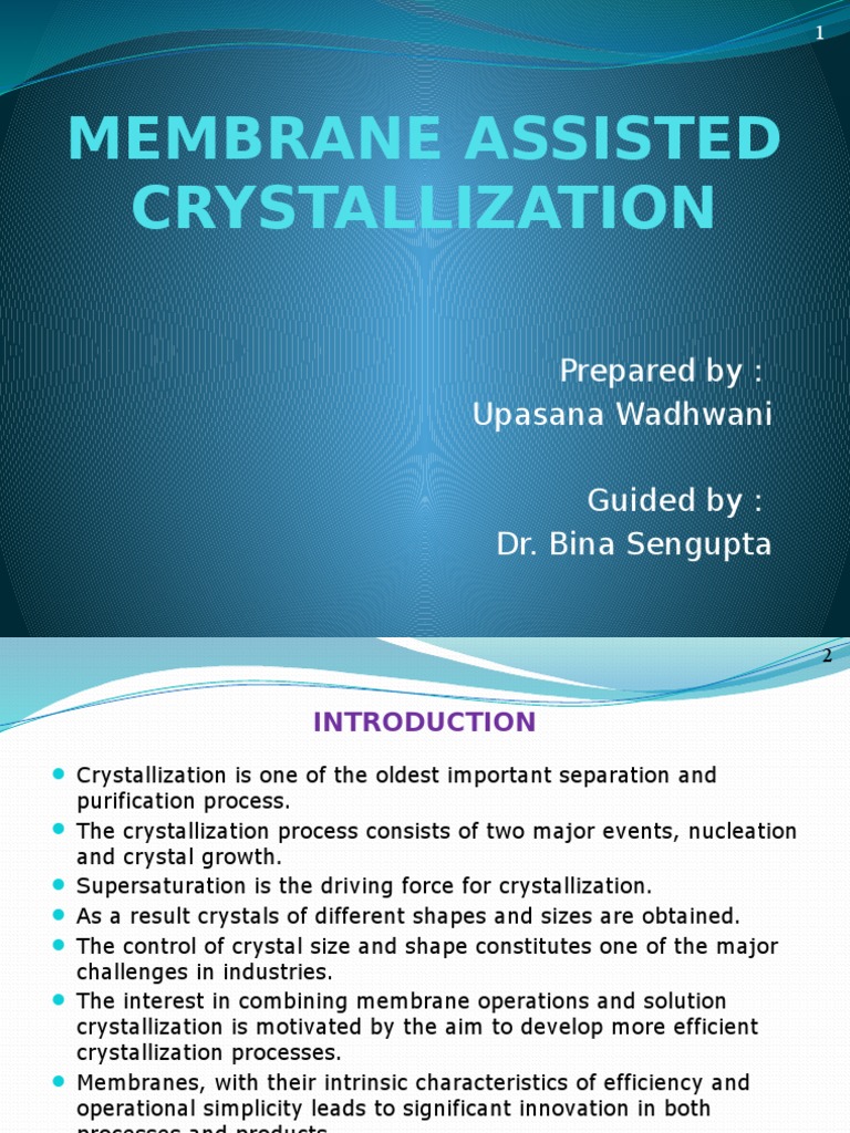 Membrane Assisted Crystallization | PDF | Crystallization | Distillation