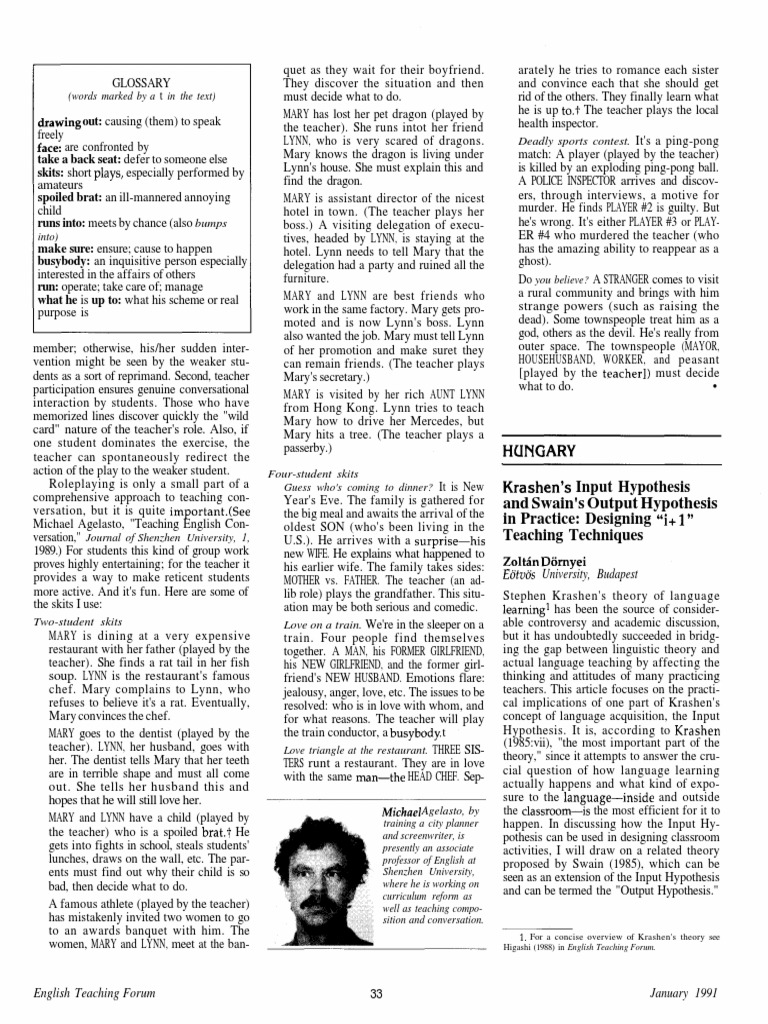 HCINGARY - Krashen's Input Hypothesis and Swain's Output Hypothesis in ...