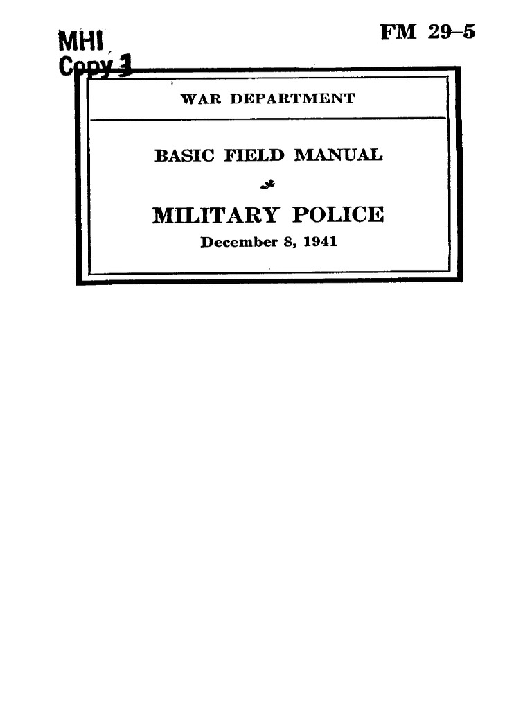 Military Police Basic Field Manual | PDF
