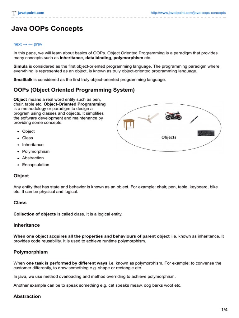 Java Oops Concepts Pdf Object Oriented Programming Method