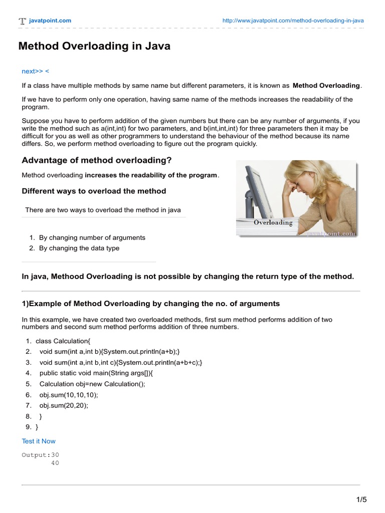 Method Overloading In Java Pdf Method Computer Programming Parameter Computer Programming