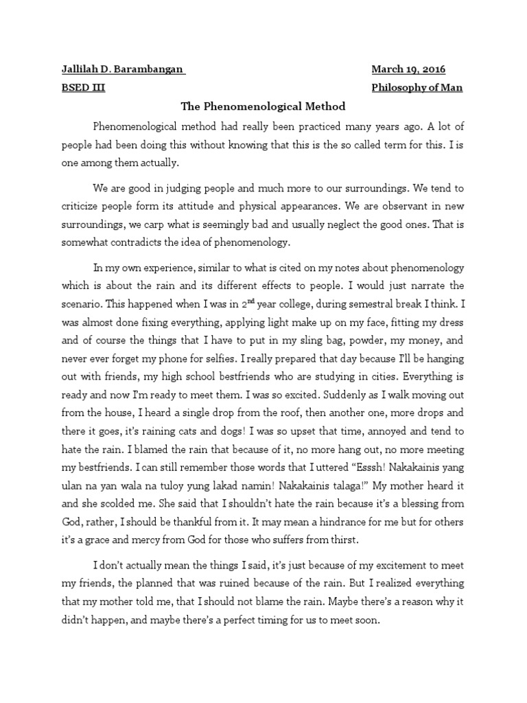 The Phenomenological Method | PDF | Wellness