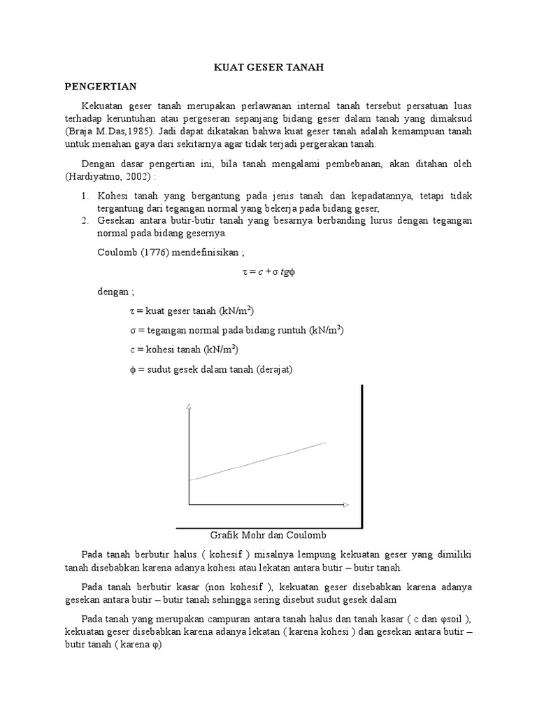 Kuat Geser Tanah | PDF | Metode & Bahan Ajar | Teknologi & Rekayasa