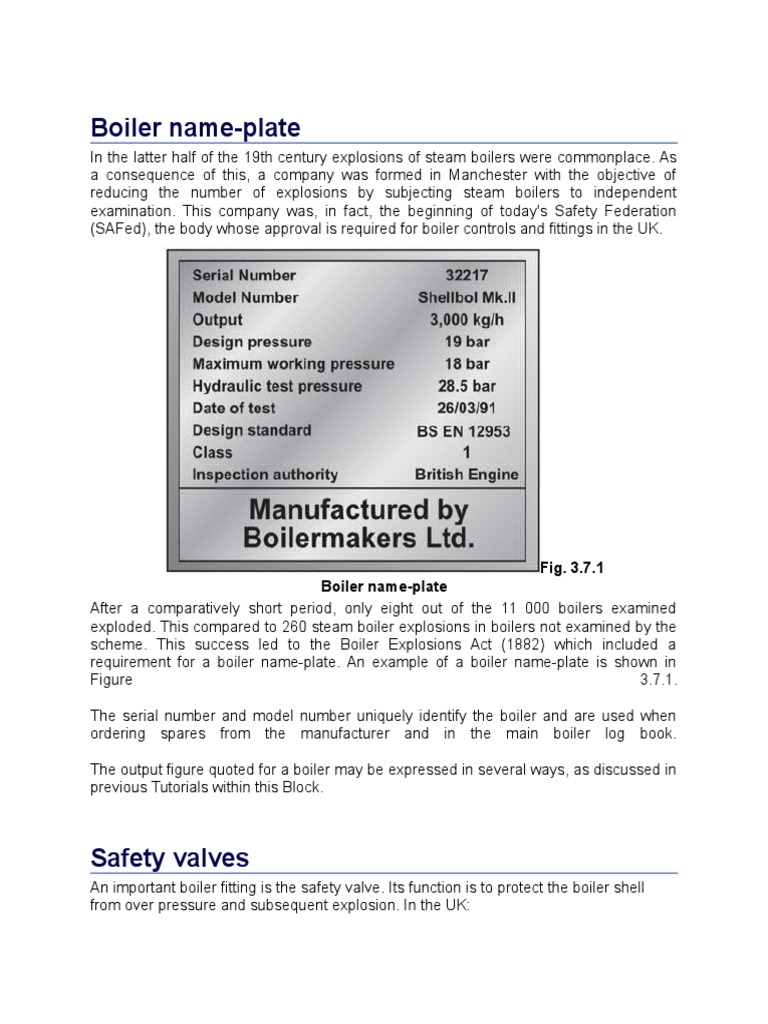 Boiler Name | PDF | Valve | Boiler