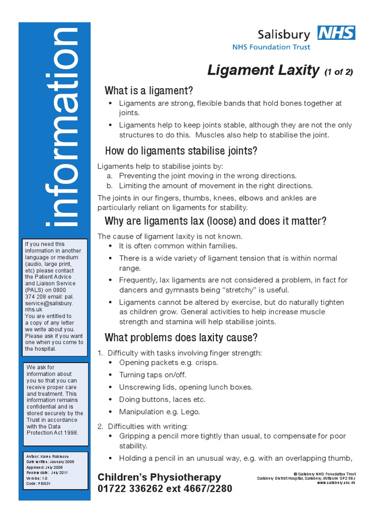 Ligament Laxity: What Is A Ligament? | PDF | Foot | Musculoskeletal System