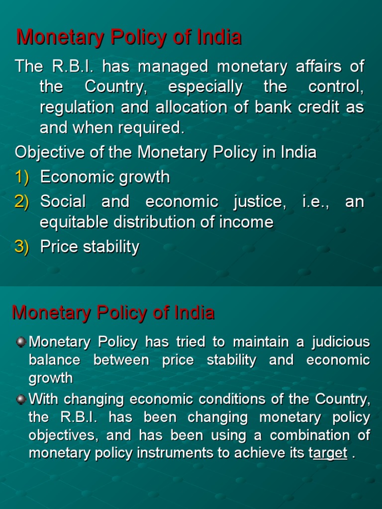 Monetry Policy in India | PDF
