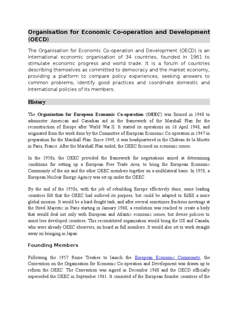 (OECD) : Organisation For Economic Co-Operation and Development ...