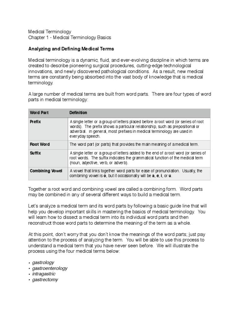 Analyzing and Defining Medical Terms | PDF | Linguistic Typology ...