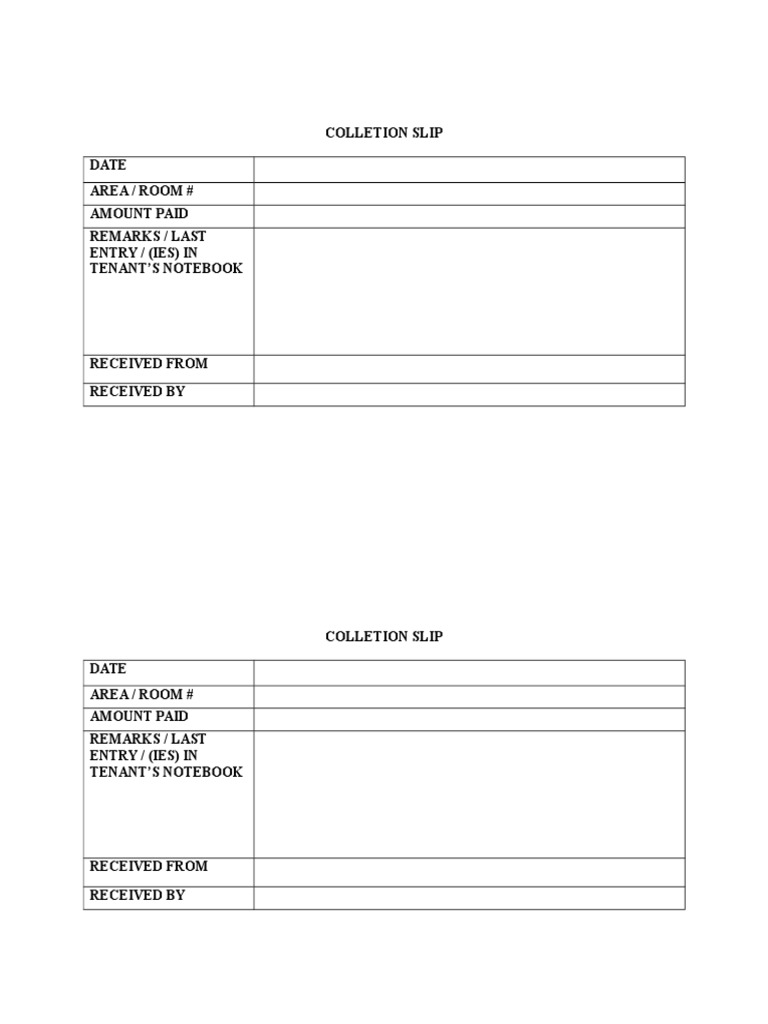 Colletion Slip Sample | PDF
