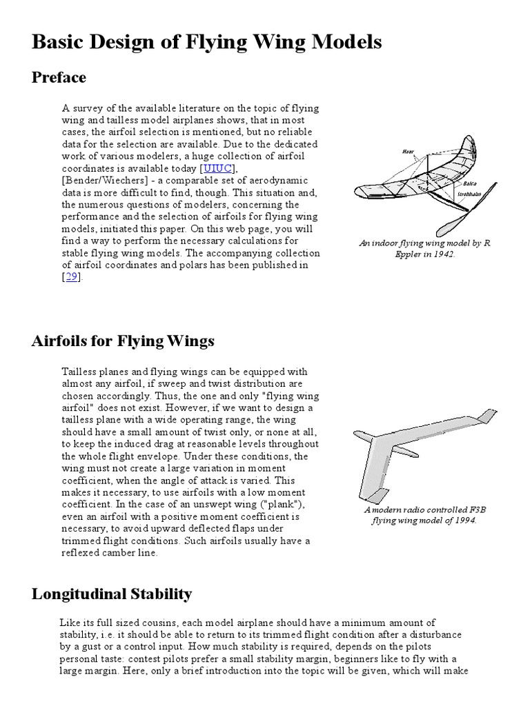 Basic Design of Flying Wing Models | Lift (Force) | Flight