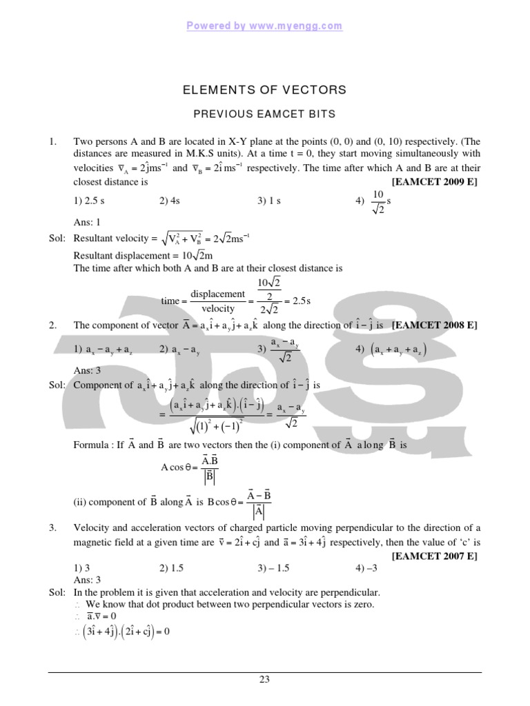 01 - 02elements of Vectors | PDF | Velocity | Euclidean Vector