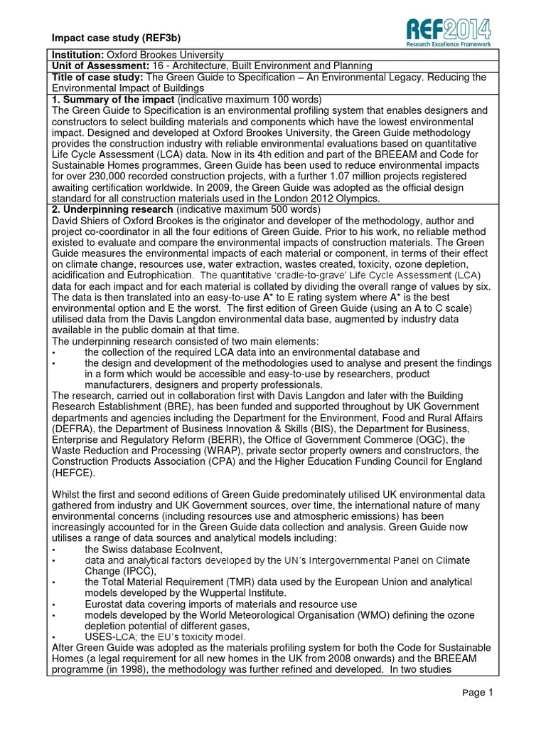 Oxford Brookes University - 16 - The Green Guide To Specification - An ...