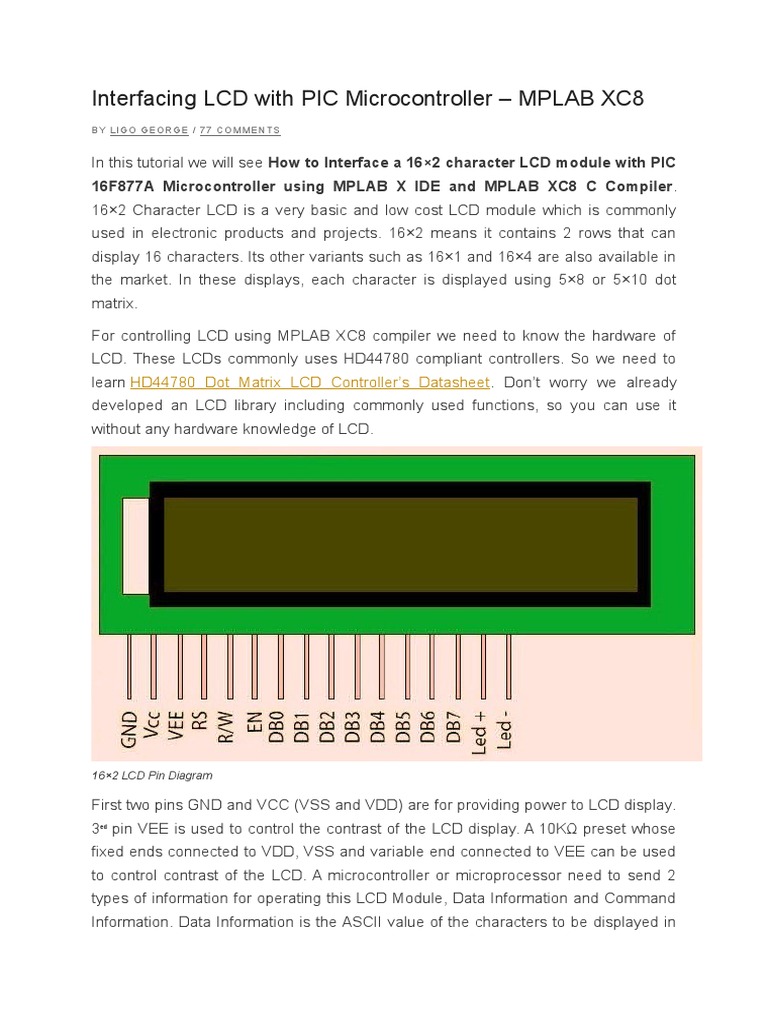 Interfacing LCD With PIC Microcontroller - MPLAB XC8 | PDF | Liquid Crystal Display | Computer ...