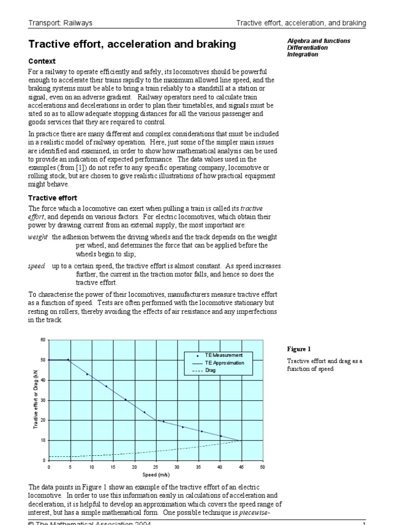 Tractive Effort, Acceleration and Braking: Context | PDF | Force | Rail ...