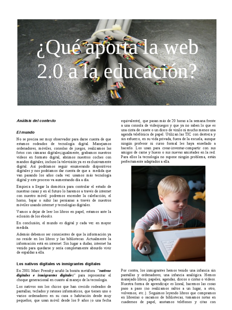 ¿Qué Aporta La WEB 2.0 A La Educación? | PDF | Blog | Internet