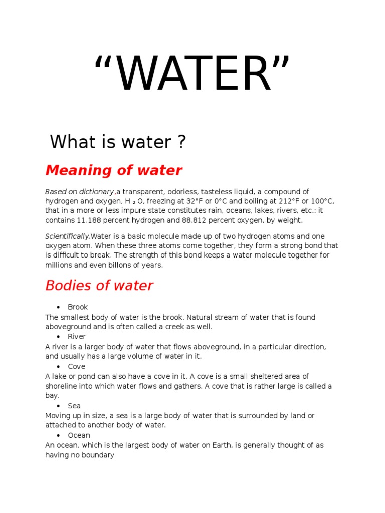 What Is Water ? | PDF | Water Quality | Water