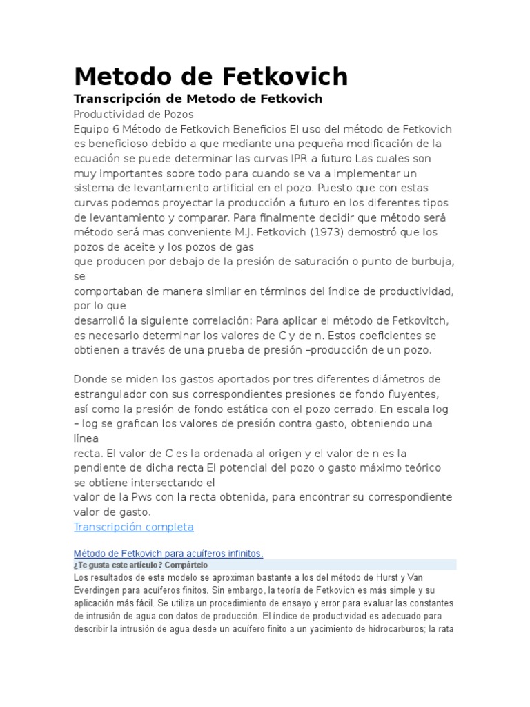 Optimización de Pozos con Fetkovich | PDF