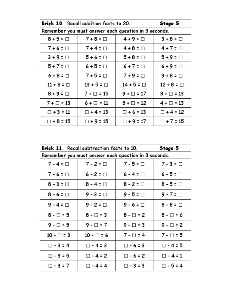 Math Facts Practice: Addition, Subtraction, Multiplication, and ...