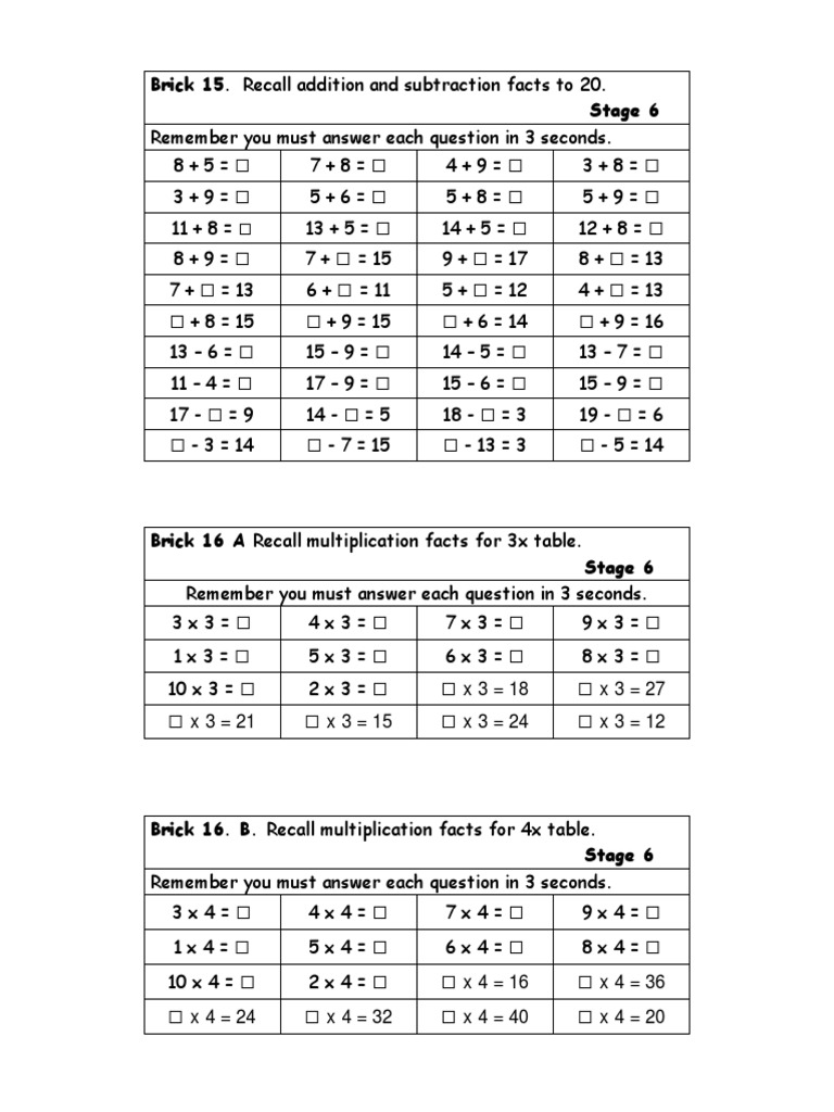 Speed Test for Basic Math Facts | PDF