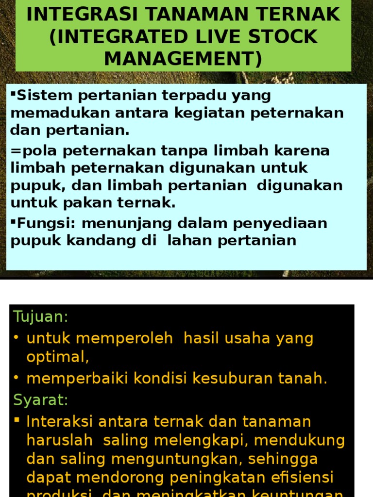 Vii. Integrasi Tanaman Ternak | PDF