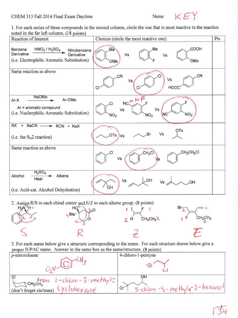 Organic Chemistry Exam Solutions | PDF